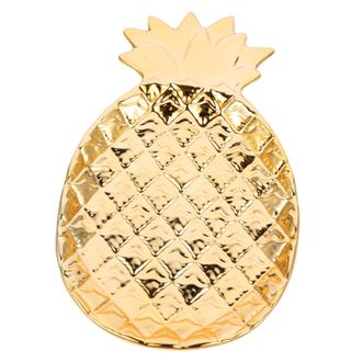 Holibanna Keramischer Schmuckablage Teller im Ananas Design Multifunktionale Schmuck und S&uuml;&szlig;igkeiten Aufbewahrung Schale f&uuml;r Schl&uuml;ssel und Kleinigkeiten Goldene