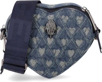 Kurt Geiger Femme, Sacs, Bleu, Taille: ONE Size Kensington Heart Denim Crossbody Bag