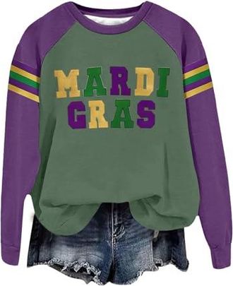 Generic Sweat-shirt d&eacute;contract&eacute; &agrave; manches longues et col rond pour femme - Coupe ample - Pull d&eacute;contract&eacute; &agrave; col rond - Haut &agrave; manches longues, Vert, 4XL