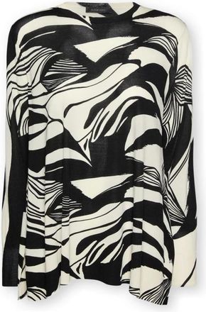 Elena Miro Femme, Pulls, Noir, Taille: 42 FR Pull Imprim&eacute; en Viscose M&eacute;lang&eacute;e