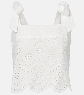 Poupette St Barth Top Noa en coton à broderies anglaises