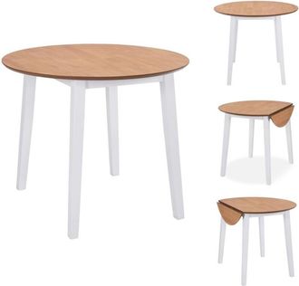 vidaXL Esstisch Klappbar Rund mdf Weiß - Klapptisch - Esstisch - Runder Tisch - Weißer Tisch - Holztisch