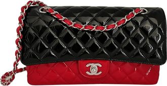 Chanel Hobo Bags - Chanel Medium Bicolor Quilted Patent Calfskin Doub - Gr. unisize - in Schwarz - f&uuml;r Damen