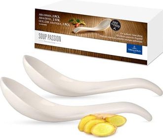 Villeroy & Boch Premium Porzellan Asia Löffel-Set 2-tlg - Mikrowellengeeignet und Spülmaschinenfest - Ideal für Asia-Suppen - 14,5 cm