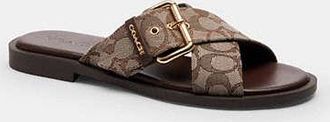 Coach Sandale Aus Signature-Jacquard Mit &uuml;berkreuzten Schnallenriemen f&uuml;r Frauen in Multi, Gr&ouml;&szlig;e 5.5 | Baumwolle