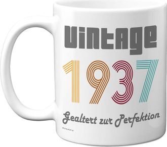 Stuff4 88. Geburtstagsgeschenke - Vintage 1937 Gealtert zur Perfektion Tasse - Geburtstag Retro Tasse für Männer und Frauen, 325 ml Premium-Keramiktasse, Spü