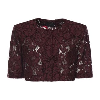 Pinko Cropped Jacke mit Spitzendetails - - Jackets - Damen - Rot - XS