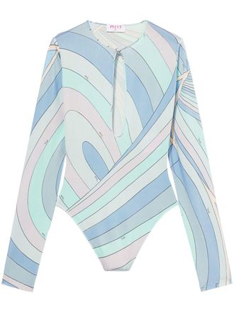 Pucci body à imprimé Iride - Bleu
