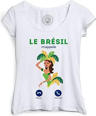Fabulous T-Shirt Femme Col Echancré Le Brésil mappelle Carnaval Rio Plage Culture