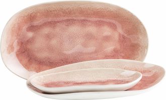 Mäser 934112 Serie Frozen, Set aus 3 Servierplatten, Keramik Servierteller in 3 Größen, moderner Vintage Look, Weiß gesprenkelte Glasur