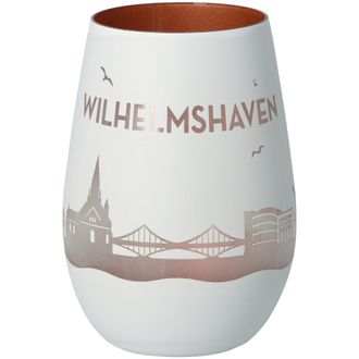 Goodtimes Windlicht Wilhelmshaven Skyline (Wei&szlig; & Bronze)