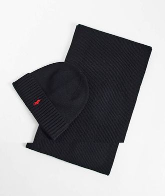 Polo Ralph Lauren ensemble &eacute;charpe et bonnet avec logo iconique en noir