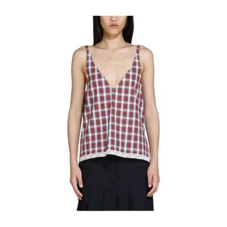 N&deg;21 Femme, Tops, Rouge, Taille: 42 FR D&eacute;bardeur &agrave; Carreaux D&eacute;collet&eacute;