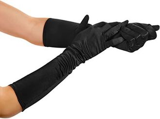 Balinco Gants Femme Longs, Élégants, Style 1920, Glamour Gants de Soirée, Opéra, Classique, Élastique, Satin, Gothique, Festif, Costumes de Mardi Gras, Carnav