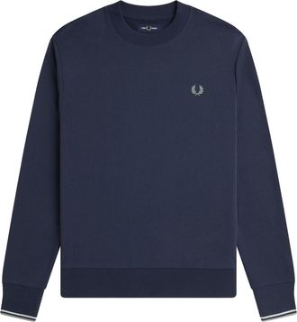 Fred Perry Sweatshirt mit Rundhalsausschnitt, Dark Airforce mit hellem Eis- und Lorbeerblattbesatz, Blau Z47, XXL