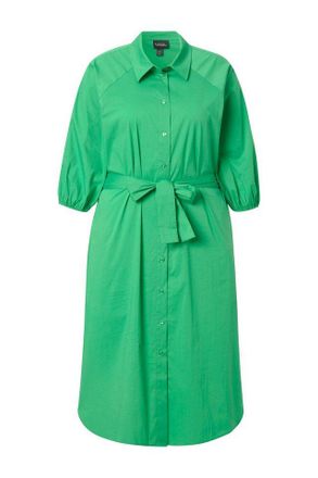 Ulla Popken Midikleid Hemdblusenkleid A-Linie Hemdkragen 3/4-Ballon&auml;rmel