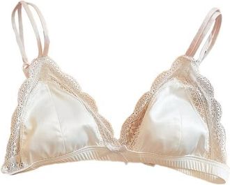 Generic Soutien-gorge 2026 pour femme - String en soie - Culotte en satin - Sous-v&ecirc;tements brillants, blanc, XL