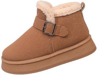 Generic Bottes dhiver chaudes et confortables &agrave; bout rond - Polyvalentes - Couleur unie - Doublure chaude - Boucle - Semelle &eacute;paisse - &Agrave; enfiler - Bottes dhiv