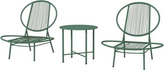 OUTSUNNY Ensemble salon de jardin design Acapulco 2 personnes 3 pièces acier pe filaire vert