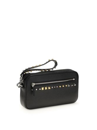 Valentino Garavani Mens Rockstud Clutch Bag Nero Calf Leather Bos Taurus Beauty Cases