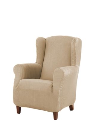 Estoralis | Berta Ohrensesselbezug im modernen Design | Elastischer Jacquardstoff | Hellbeige | F&uuml;r Ohrensessel von 70 bis 110 cm. | Sesselschutz | Anpassbar an