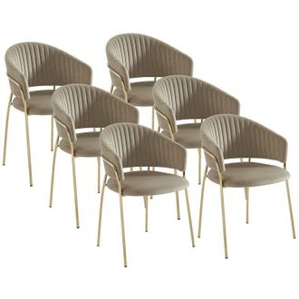 Vente-Unique Pascal Morabito - Lot de 6 chaises en velours et m&eacute;tal dor&eacute; - Beige - madolia de