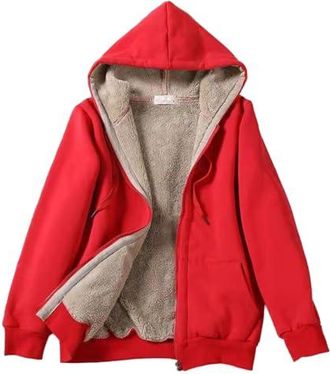 Generic 2026 Vestes &agrave; manches longues et fermeture &eacute;clair pour femme Veste composite pull, Rouge, 4XL