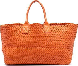 Bottega Veneta Shopper - Large Lambskin Intreccio Cabat Tote - Gr. unisize - in Orange - f&uuml;r Damen