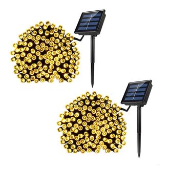 Hemobllo Solar LED Lichterkette 2x10m mit 100 Warmwei&szlig;en Leds Solarbetriebene Gartenbeleuchtung f&uuml;r Terrasse Weihnachten Au&szlig;enbereich und Partydekoration