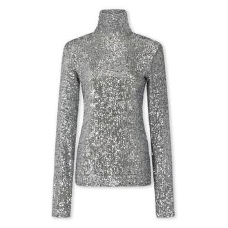 Paco Rabanne Pailletten Rollkragen Top - - Tops - Damen - Grau - M