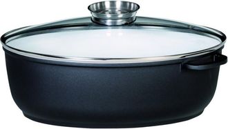 Krüger Krüger Karl 230380O Bräter 38 cm mit Deckel und Aromaknopf und Keramikbeschichtung