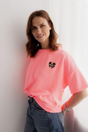 Von Herzen Oversize-Shirt kastiges Oversize Sweat T-Shirt mit LeoHerz-Applikation - Onesize viele Farben