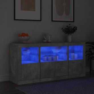 vidaXL Vidaxl - Buffet avec lumi&egrave;res led gris b&eacute;ton 142,5x37x67 cm
