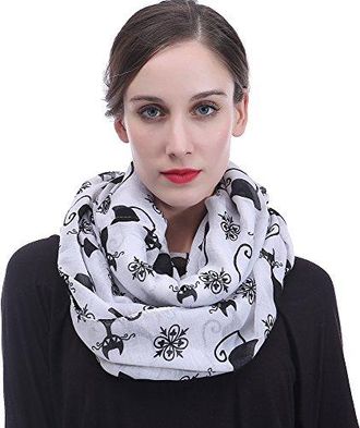 Lina & Lily écharpe tube imprimé chats (Blanc)