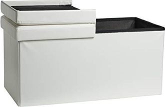 Echtwerk Sitzbank Flex, Polsterbank mit Kunstlederbezug, Hockerbank mit Stauraum, Aufbewahrungstruhe rechteckig, Deckel abnehmbar, wei&szlig;, 38x76x37,5