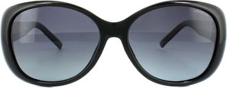 Polaroid Butterfly Womens Shiny Black Grey Gradient Polarisierte Sonnenbrille