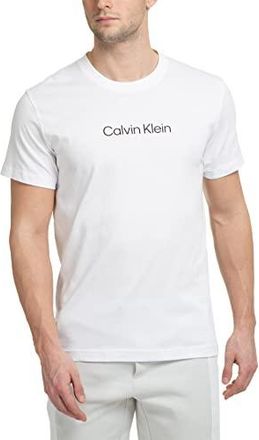 Calvin Klein CK t-Shirt Homme Manches Courtes col Rond avec Logo imprimé sur Le Devant Article KM0KM00843CREW Neck Logo, YCD Pvh Classic White, XL