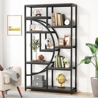 Tribesigns Tribesigns B&uuml;cherregal, Regal mit 5 Ebenen, Standregal, Schrank Regal als Raumteiler im Wohnzimmer, Aufbewahrung Regal mit 9 offene Ablagefl&auml;chen