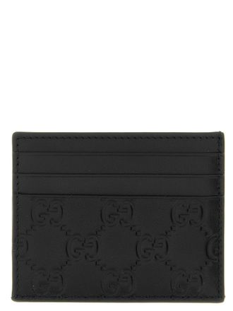 Gucci GG Embossed Leather Card Case - Black