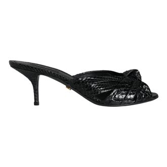 Dolce & Gabbana Schwarze Ledersandalen mit Absatzschuhen - - Shoes - Damen - Schwarzk - 36 EU