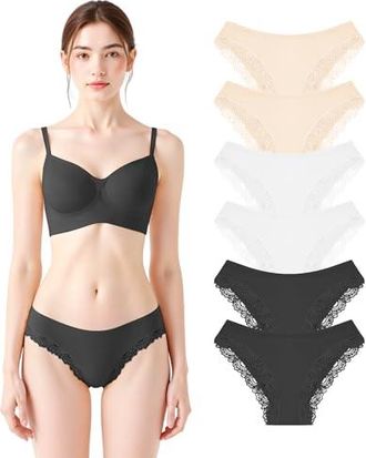 Power Flower Culottes br&eacute;siliennes en Dentelle pour Femme - Coton Doux et Coupe &eacute;chancr&eacute;e - sous-v&ecirc;tements Confortables et flatteurs (6507-Classic, L-XL)