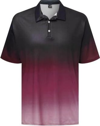 Generic Polo &agrave; manches courtes pour homme avec d&eacute;grad&eacute; de couleur, d&eacute;contract&eacute;, ample, grande chemise de sport &agrave; revers, Noir, XXL