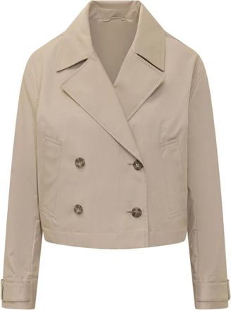 Calvin Klein Femme, Vestes, Beige, Taille: 38 FR Cotton Twill Short Trench Jacket