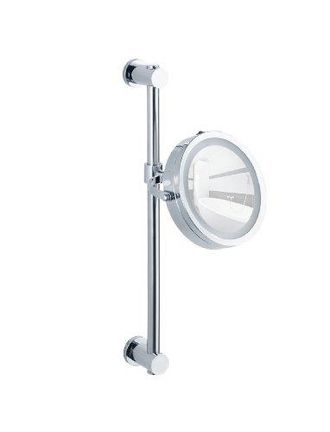 WENKO Power-Loc LED Wandspiegel Carpi - Befestigen ohne bohren, Spiegelfläche ø 17,5 cm 500 % Vergrößerung, Stahl, 25.5 x 50.5 x 23 cm, Chrom, Silber