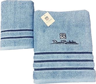 Renato Balestra 1 Set mit 2 Badet&uuml;chern (1 Gesicht und 1 Bidet), 100 % Baumwolle, Hellblau