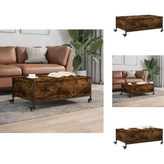 vidaXL Couchtisch mit Rollen R&auml;uchereiche 91x55x34 cm Holzwerkstoff - Couchtisch - Wohnzimmerstil - Holzm&ouml;bel - Sideboard - Rauchereiche M&ouml;bel