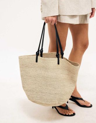 NA-KD Cabas en raphia naturel - Beige-Neutral