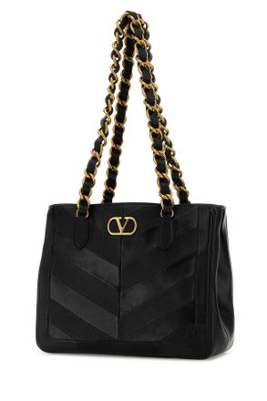 Valentino Garavani Womens Black Leather La Seine Shopping Bag Nero Borse A Mano