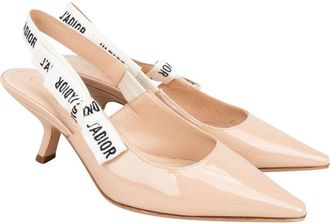Dior Hohe Schuhe - Christian Dior Nude Patent Leather Slingback Heels - Gr. ONE_SIZE - in Rot - f&uuml;r Damen