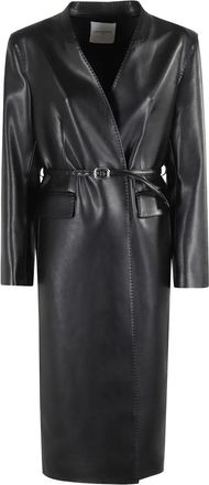 Isabelle Blanche Gewickelter Mantel mit G&uuml;rtel - Schwarz